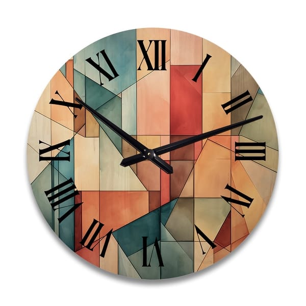 Designart "Cubism Experiment With Minimalist I" Landscapes Oversized Wood Wall Clock - Bed Bath ...
